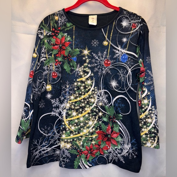 Jess & Jane | Tops | Jess Jane 34 Sleeve Christmas Joy Size Large ...